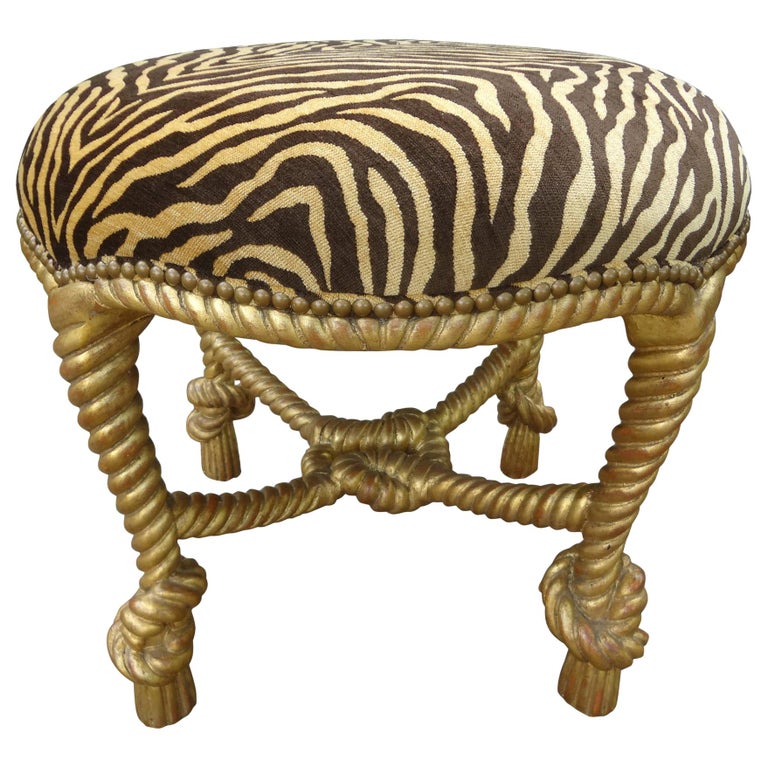 Italian Fournier Style Gilt Wood Knotted Rope and Tassel Ottoman at ...