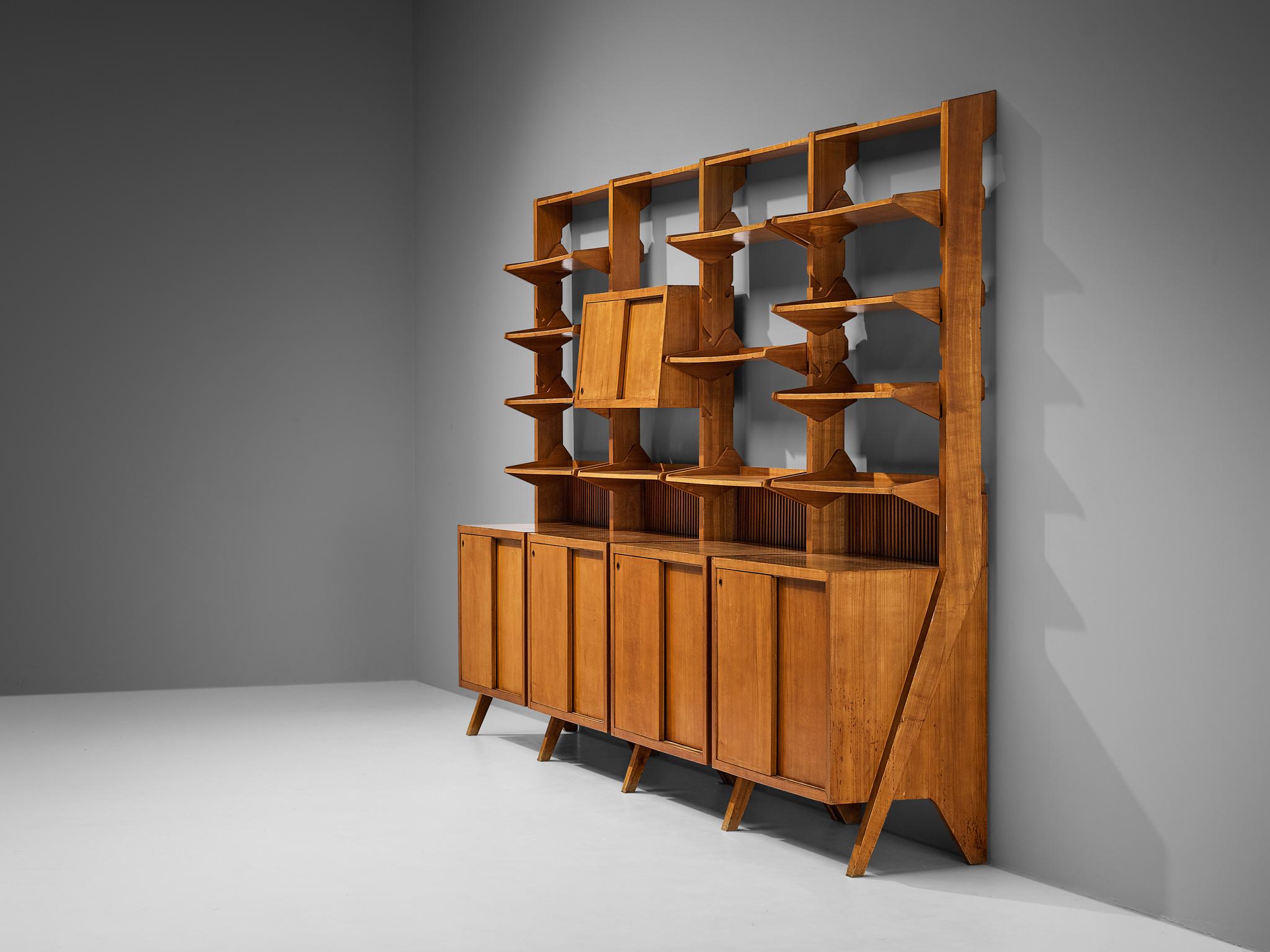 Italian Freestanding Library in Wood For Sale at 1stDibs