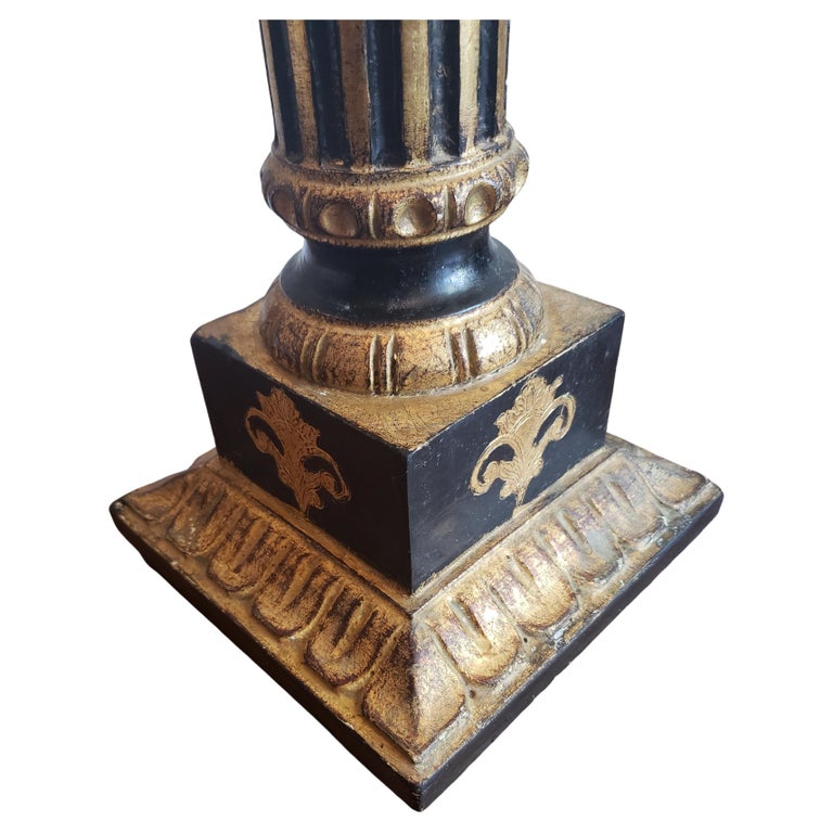 Italian Fruitwood Partial Gilt Ebonized Pedestal Column For Sale at 1stDibs