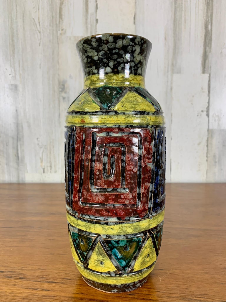 Italian Geometric Design Ceramic Vase For Sale at 1stDibs