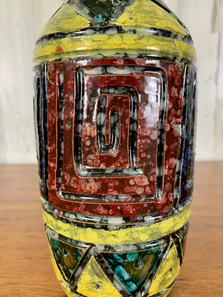 Italian Geometric Design Ceramic Vase For Sale at 1stDibs