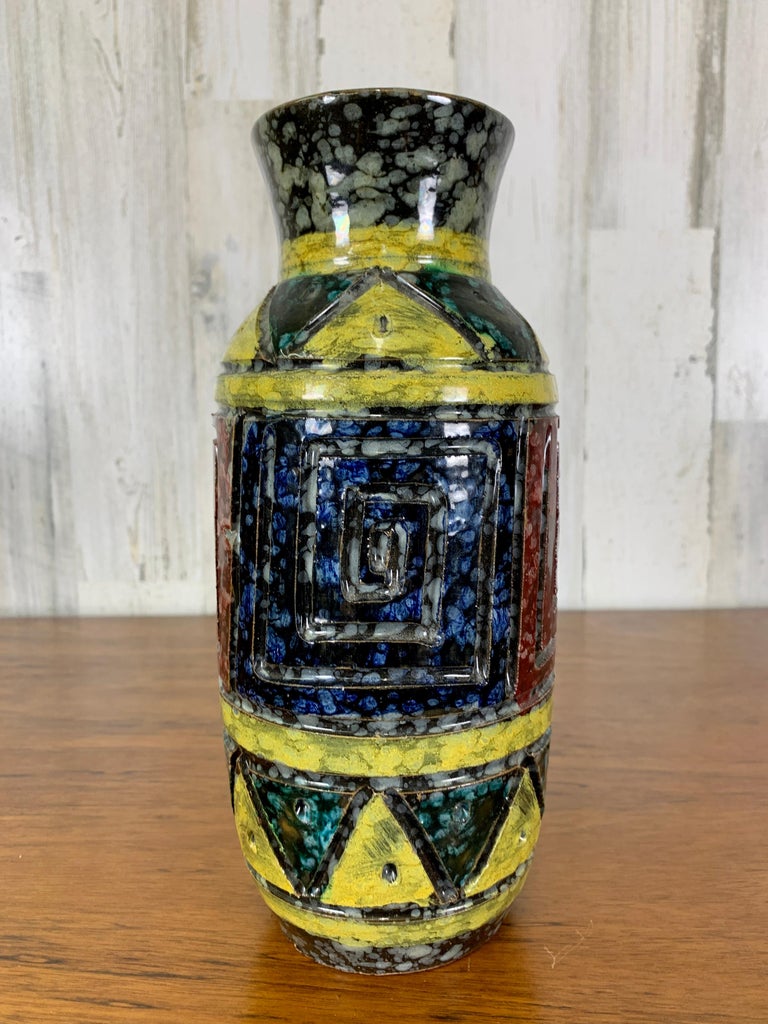 Italian Geometric Design Ceramic Vase For Sale at 1stDibs