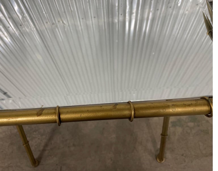 Italian Gilded Faux Bamboo Metal Tray / Snack Table For Sale at 1stDibs