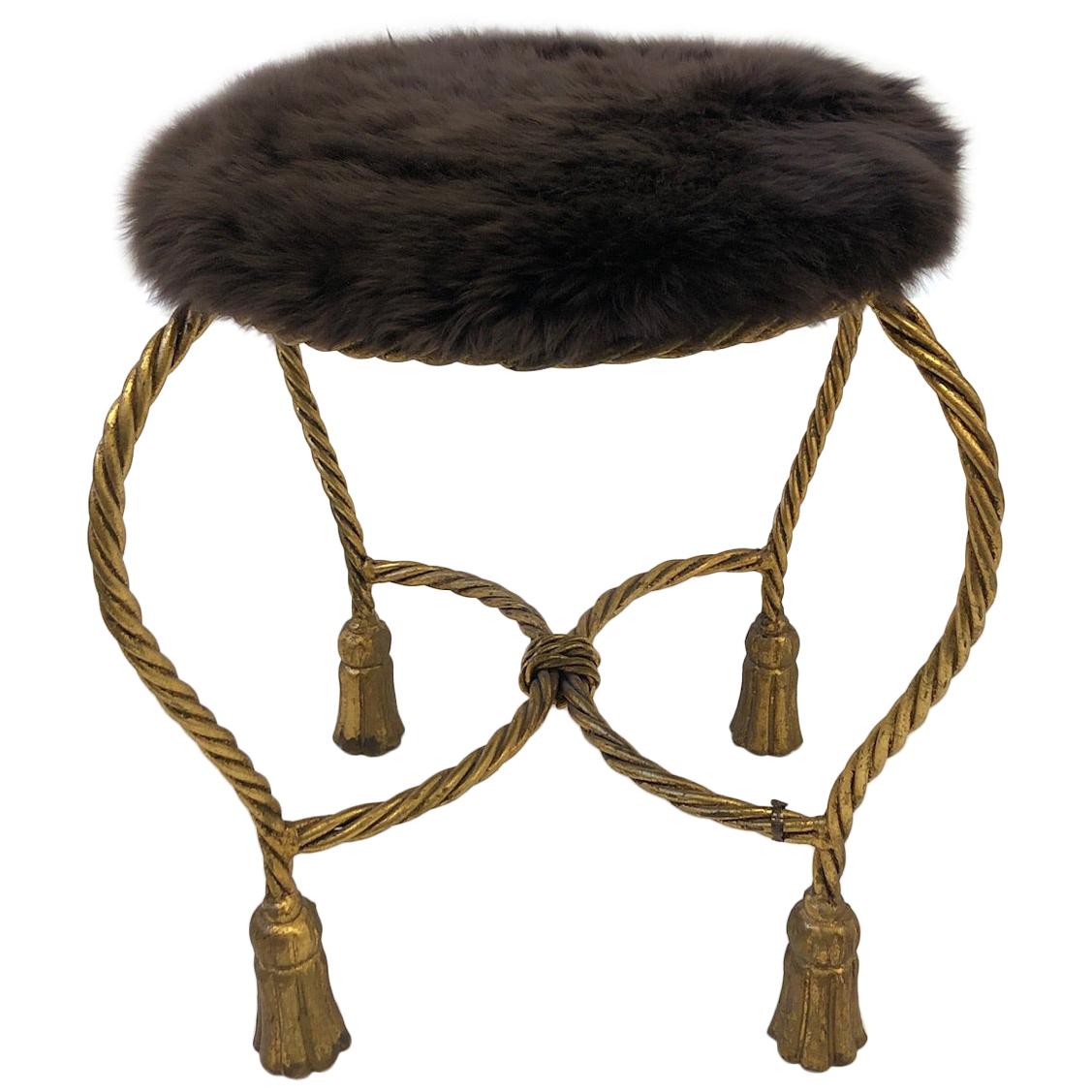 Italian Gilded Faux Rope with Tassels Vanity Stool at 1stDibs