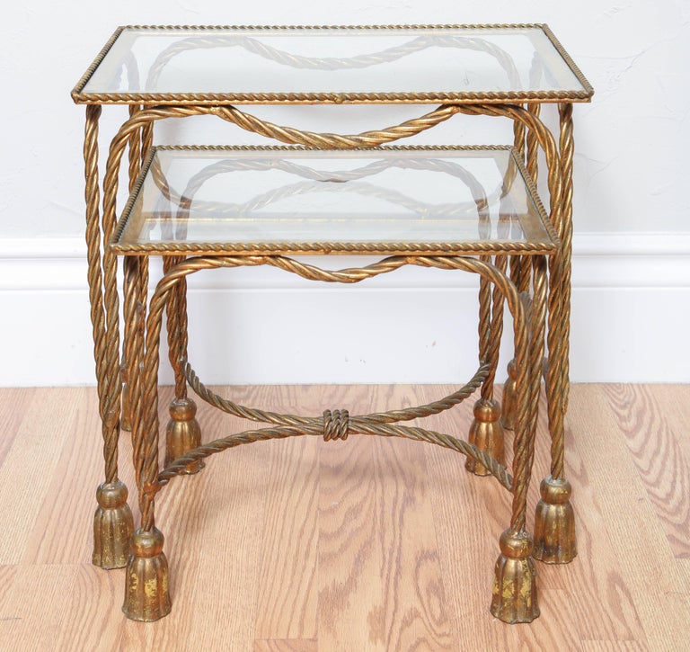 Italian Gilded Rope and Tassel Stacking Tables For Sale at 1stDibs