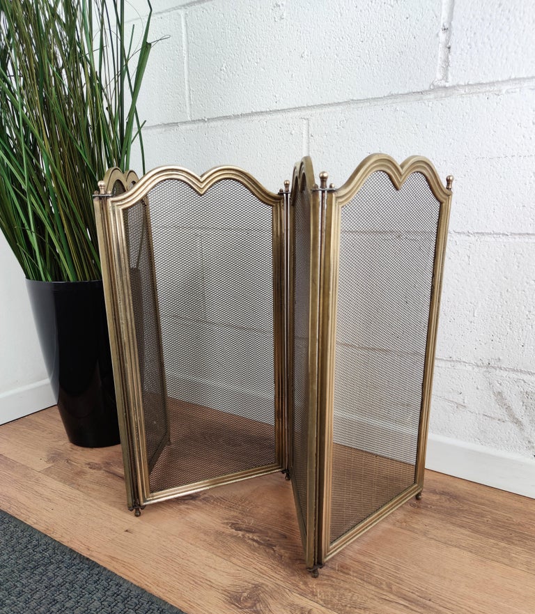Italian Gilt Brass Fireplace Screen or Fire Screen at 1stDibs