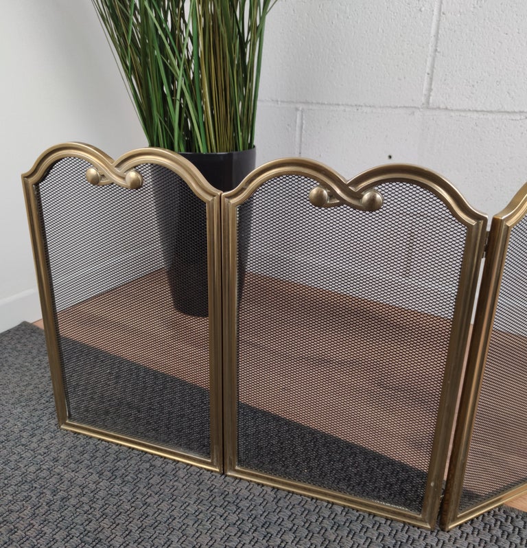 Italian Gilt Brass Fireplace Screen or Fire Screen For Sale at 1stDibs