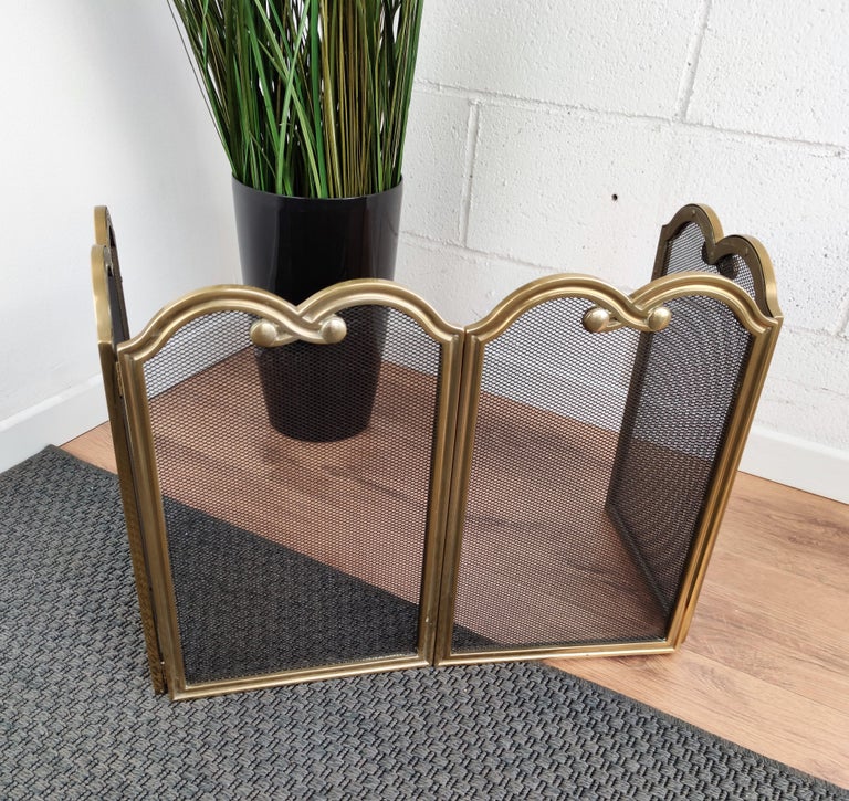 Italian Gilt Brass Fireplace Screen or Fire Screen For Sale at 1stDibs