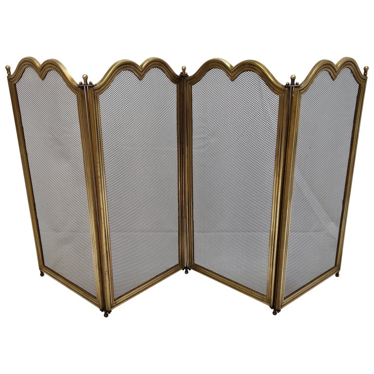 Italian Gilt Brass Fireplace Screen or Fire Screen at 1stDibs