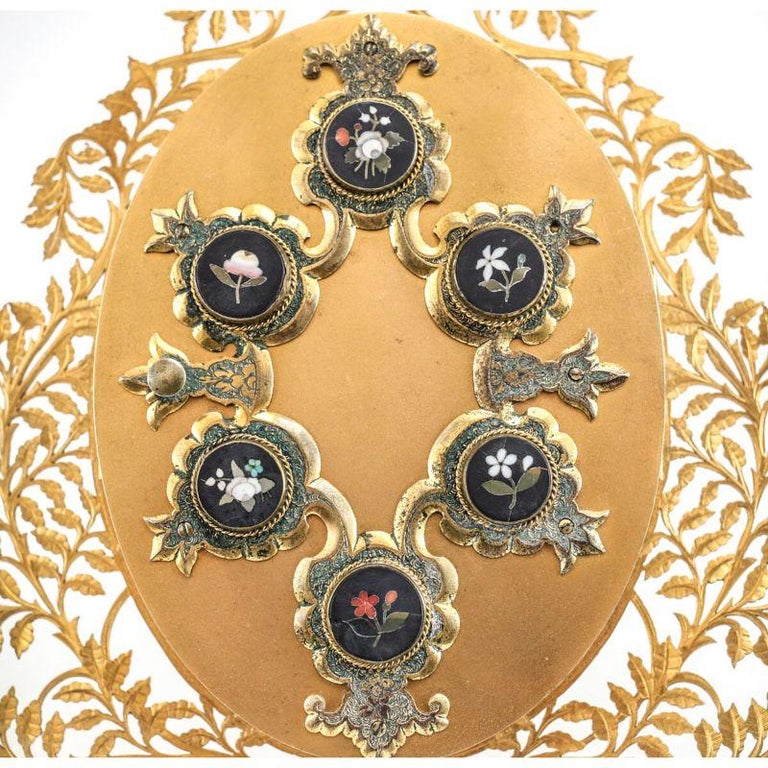 Italian Gilt Bronze and Pietra Dura Accent 3 Photo Frame, Mid-19th ...