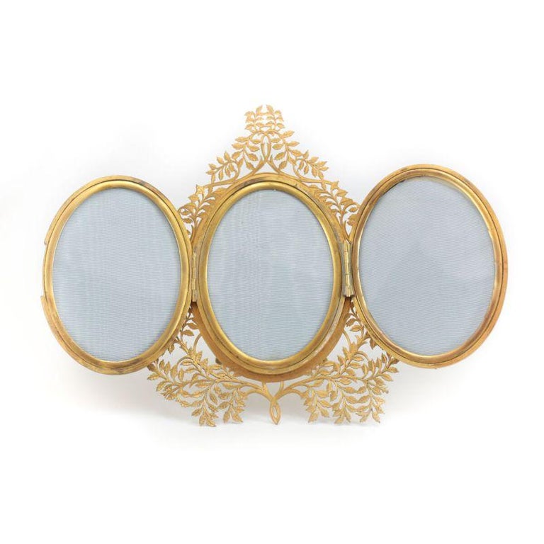 Italian Gilt Bronze and Pietra Dura Accent 3 Photo Frame, Mid-19th ...