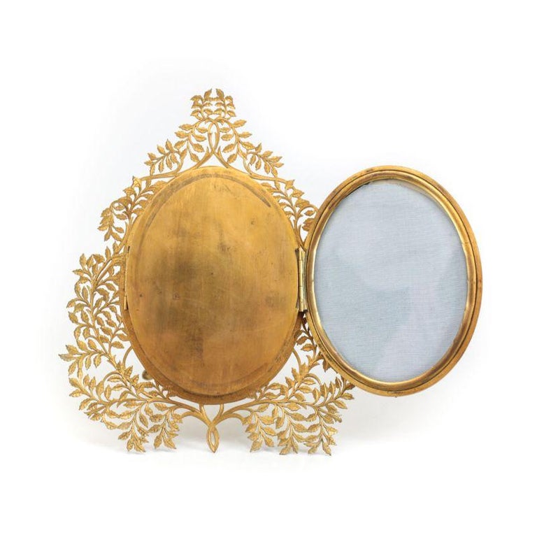 Italian Gilt Bronze and Pietra Dura Accent 3 Photo Frame, Mid-19th ...