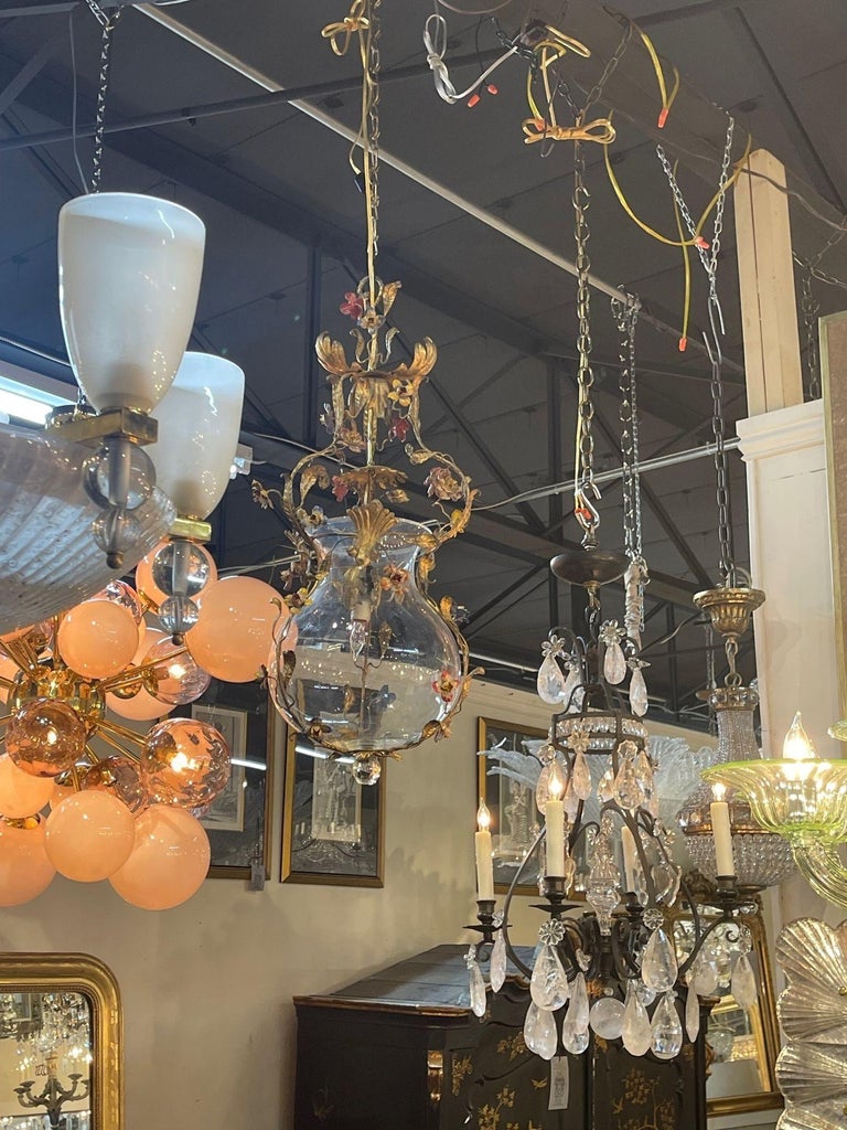 Italian Gilt Lantern with Flowers For Sale at 1stDibs