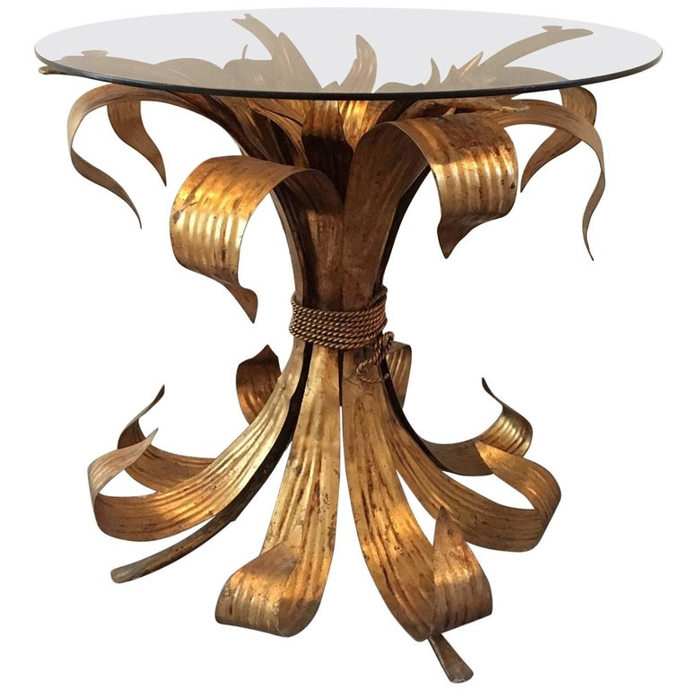 Italian Gilt Leaf Brass Tole Table at 1stDibs