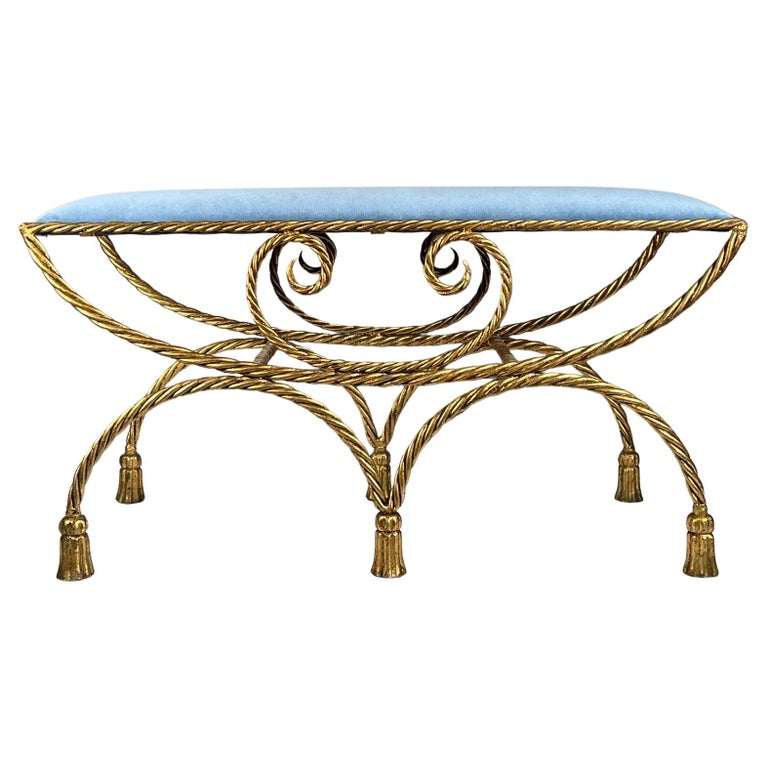 Italian Gilt Metal Hollywood Regency Bench For Sale at 1stDibs