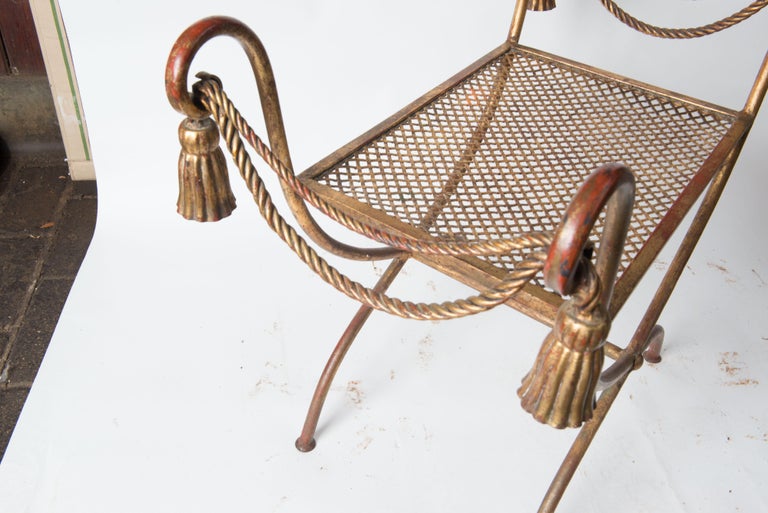 Italian Gilt Metal Rope and Tassel Bench For Sale at 1stDibs