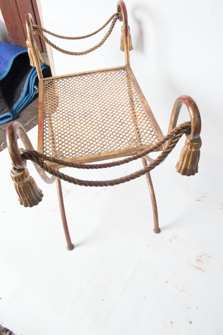Italian Gilt Metal Rope and Tassel Bench For Sale at 1stDibs