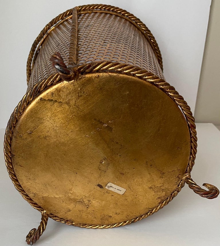 Italian Gilt Metal Rope Umbrella Stand For Sale at 1stDibs