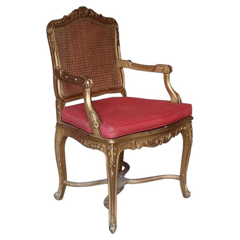 Italian Gilt Rococo Style Armchair For Sale at 1stDibs