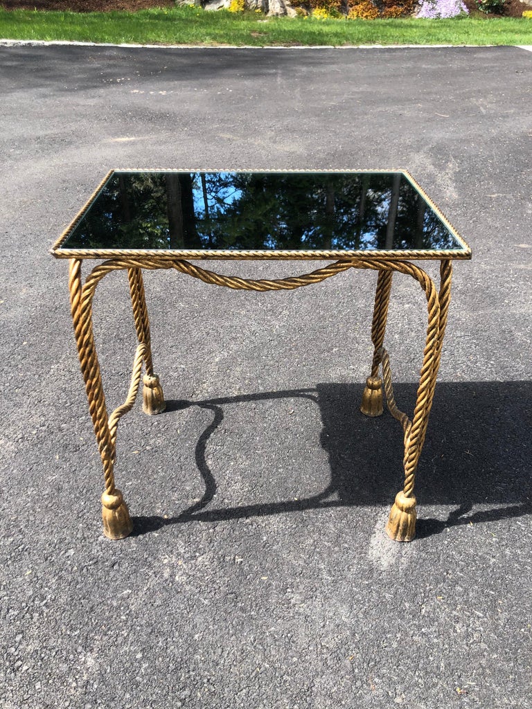 Italian Gilt Rope Design Table with Mirror Top For Sale at 1stDibs