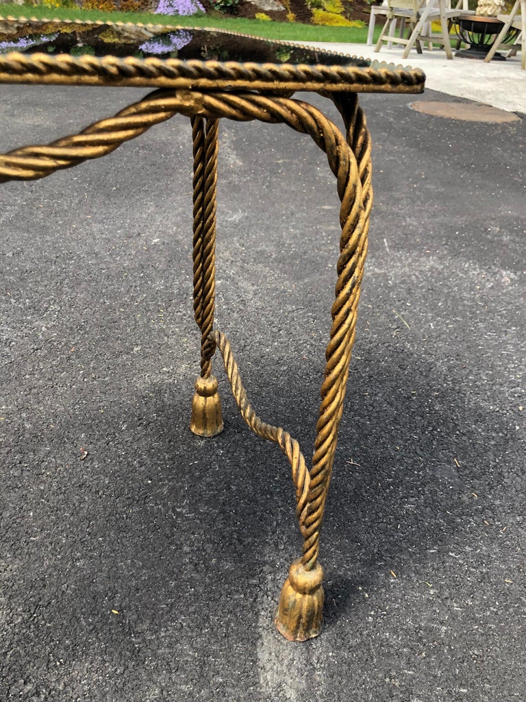Italian Gilt Rope Design Table with Mirror Top For Sale at 1stDibs