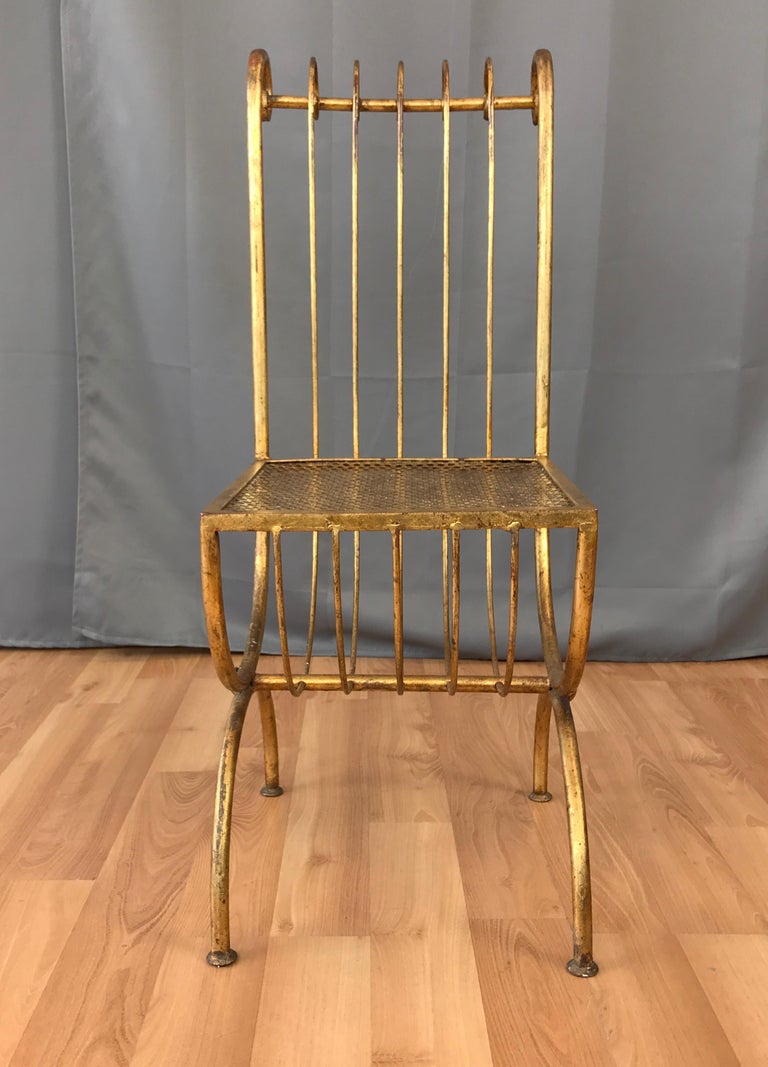 Italian Gilt Scroll Metal Chair at 1stDibs