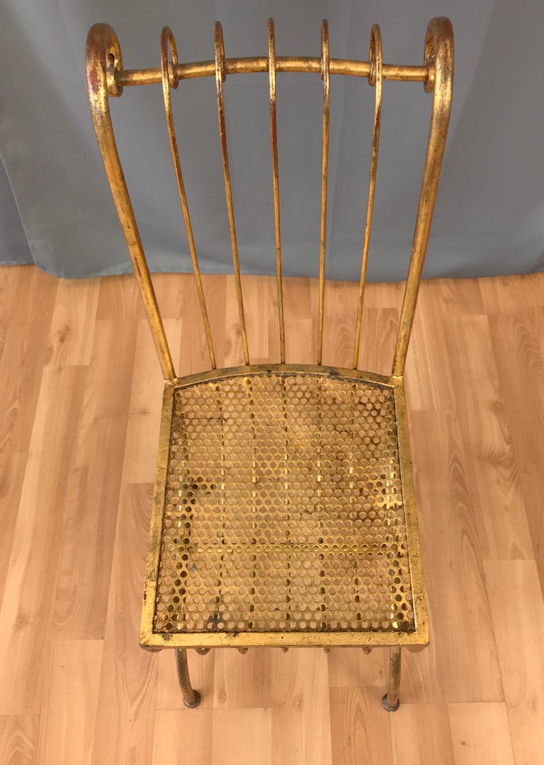 Italian Gilt Scroll Metal Chair at 1stDibs