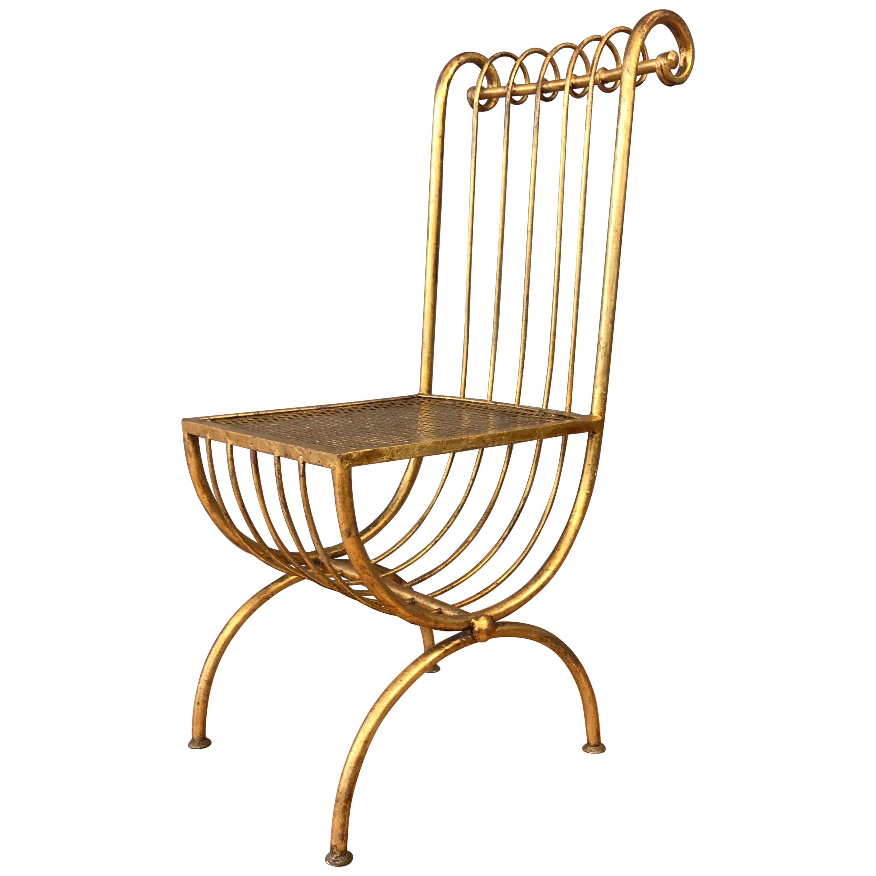 Italian Gilt Scroll Metal Chair at 1stDibs