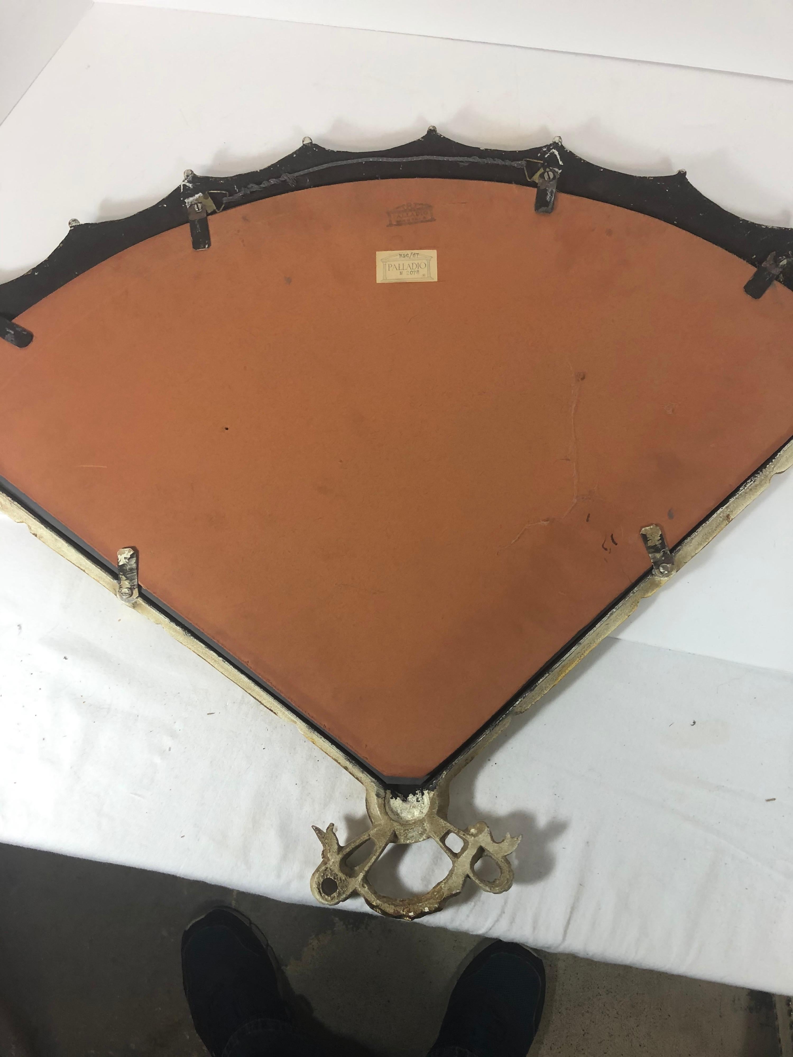 Italian Gilt-Tole Hollywood Regency Fan Shape Mirror at 1stDibs