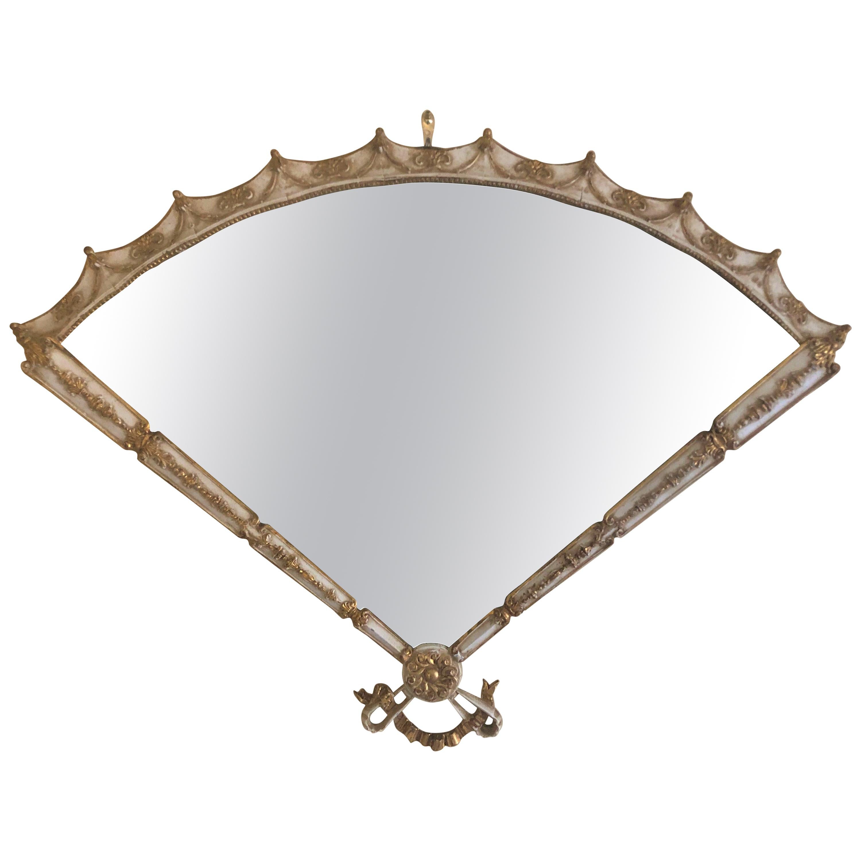 Italian Gilt-Tole Hollywood Regency Fan Shape Mirror at 1stDibs