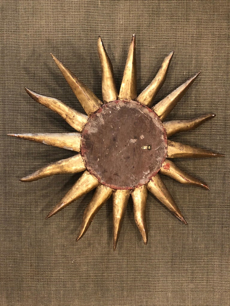 Italian Gilt Wall Sunburst with Face For Sale at 1stDibs