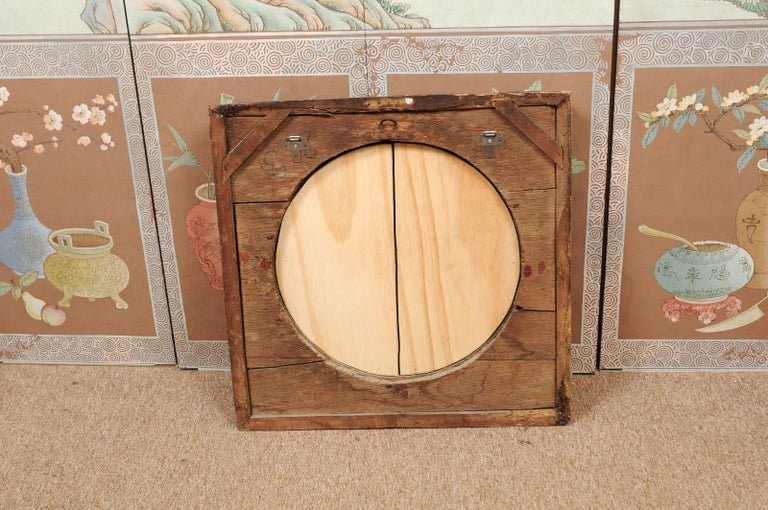 Italian Giltwood Carved Square Frame with Circular Mirror Plate, 19th ...