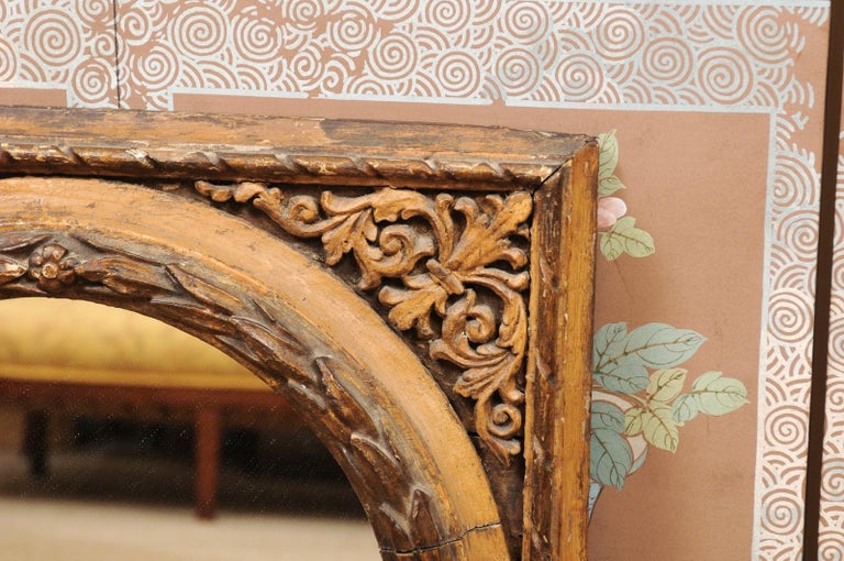 Italian Giltwood Carved Square Frame with Circular Mirror Plate, 19th ...