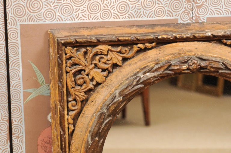 Italian Giltwood Carved Square Frame with Circular Mirror Plate, 19th ...