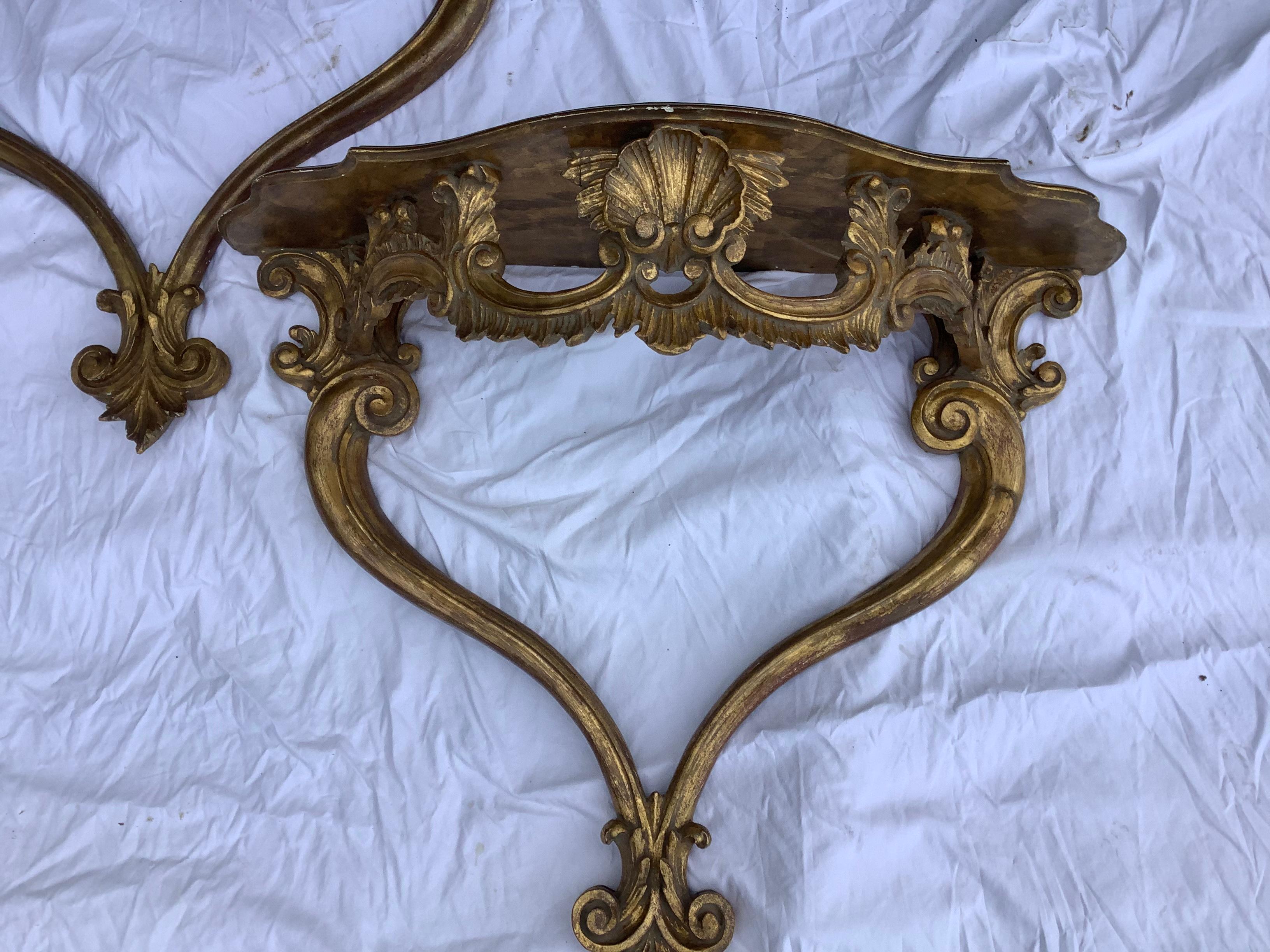 Italian Gilt Wood Rococo Consoles, a Pair For Sale at 1stDibs