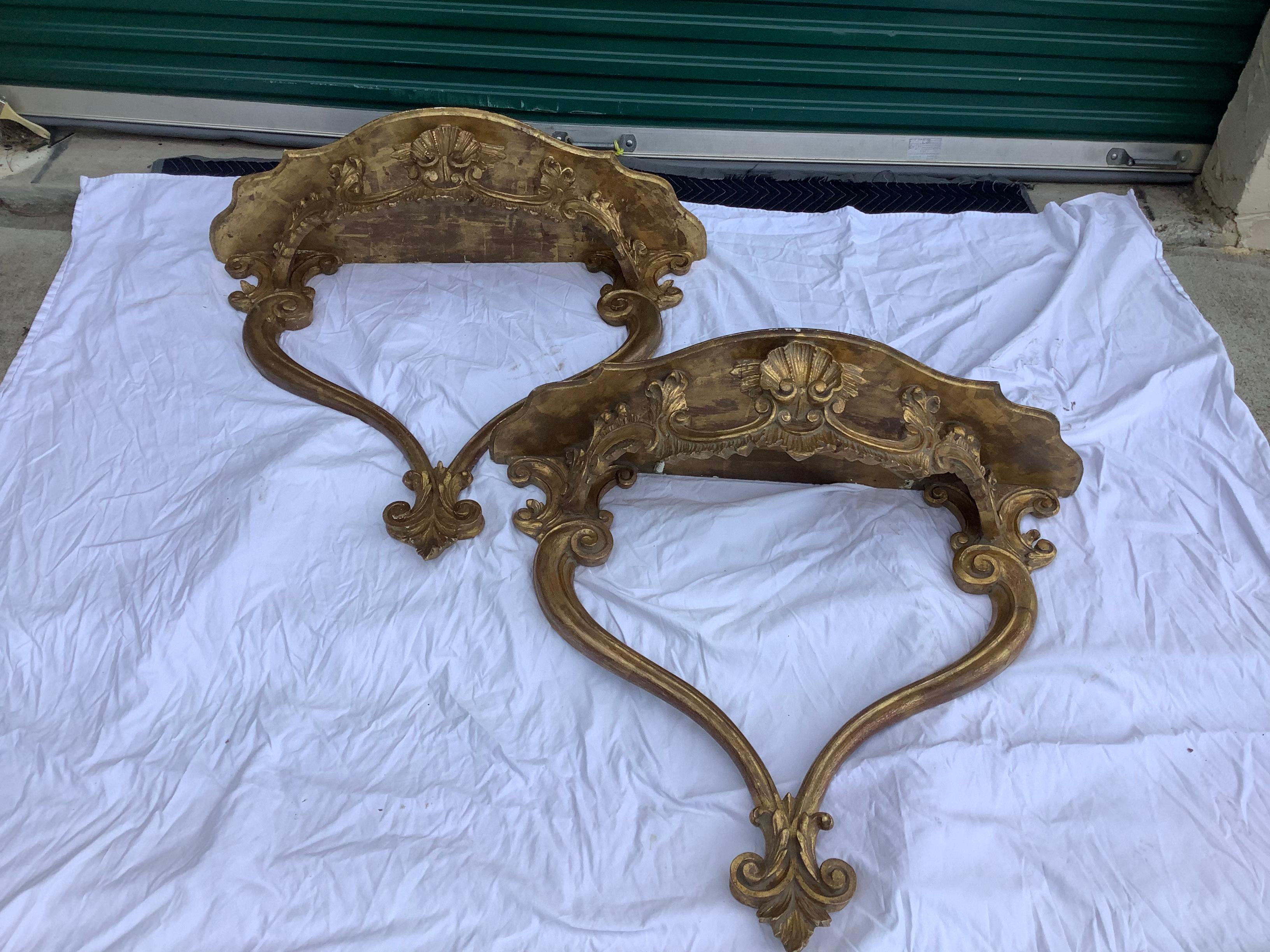Italian Gilt Wood Rococo Consoles, a Pair For Sale at 1stDibs