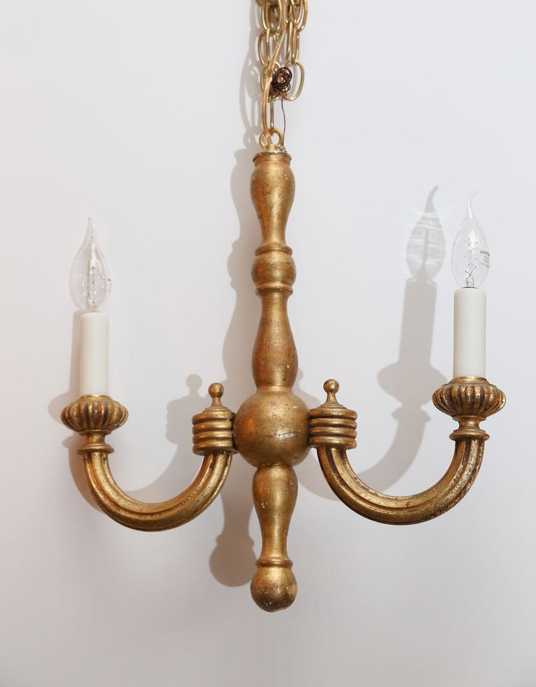 Italian Simple,Small Giltwood Chandelier For Sale at 1stDibs