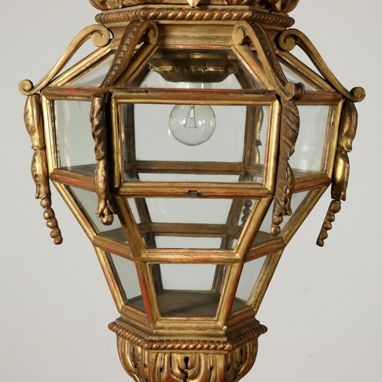 Italian Giltwood Hall Lantern For Sale at 1stDibs