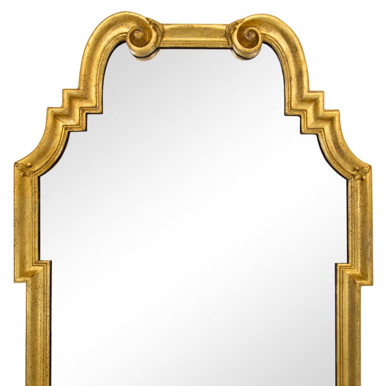 Italian Giltwood Scrolled Arch Keyhole Gold Mirror by La Barge, 1970s ...