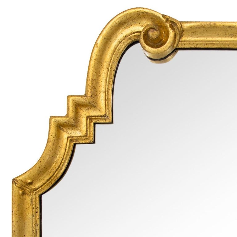Italian Giltwood Scrolled Arch Keyhole Gold Mirror by La Barge, 1970s ...