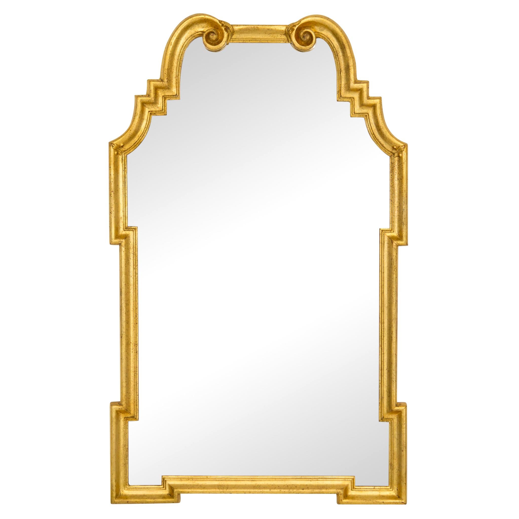 Italian Giltwood Scrolled Arch Keyhole Gold Mirror by La Barge, 1970s ...
