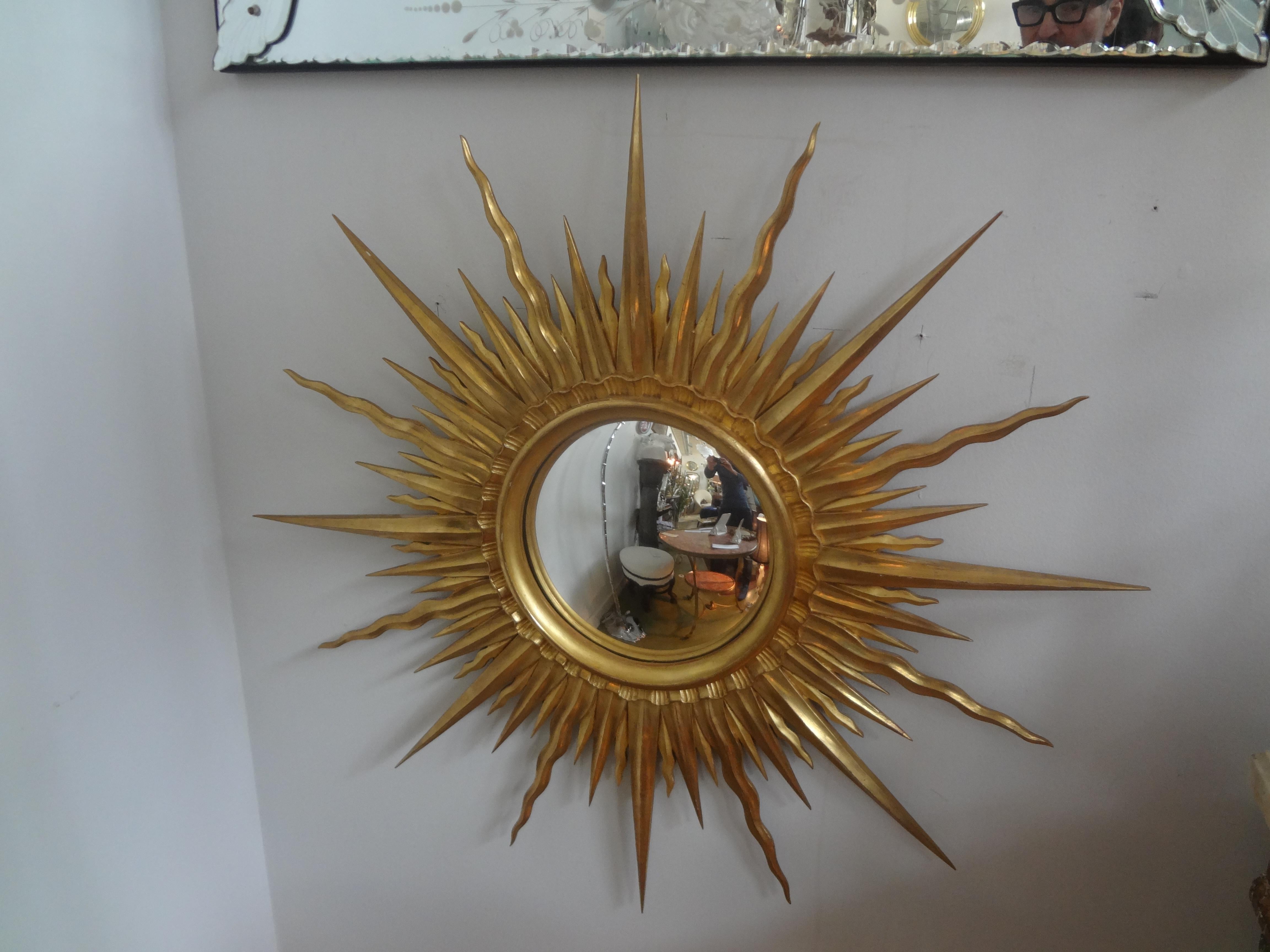 Italian Giltwood Sunburst Convex Mirror at 1stDibs | sunburst mirror ...