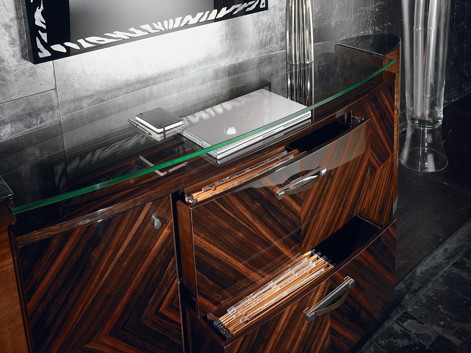 Italian Giorgio Collection Presidential Desk with Return Ebony Macassar ...