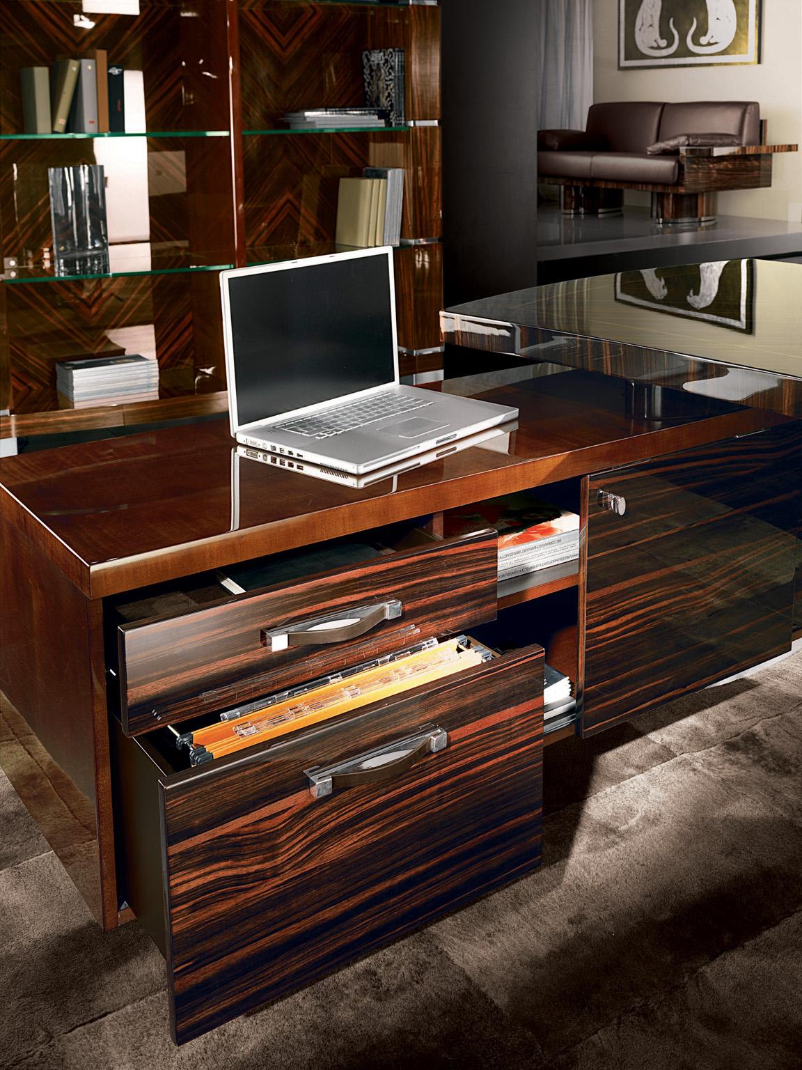 Italian Giorgio Collection Presidential Desk with Return Ebony Macassar ...