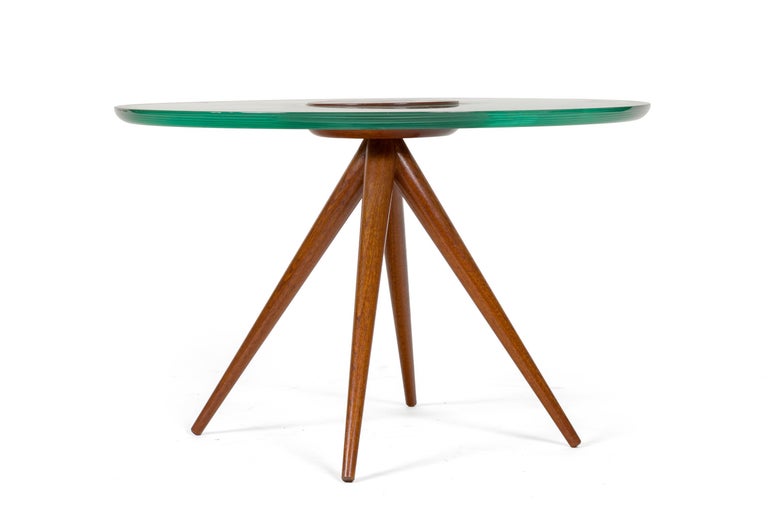 Italian Glass and Mahogany Round Occasional Table in the Manner of ...