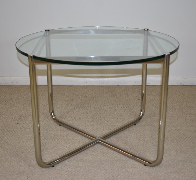 Italian Glass and Chrome Side Table Mies Van Der Rohe for Knoll For ...