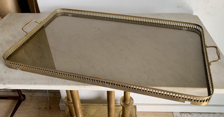Italian Glass Tray Table with Brass Lion Detailing at 1stDibs