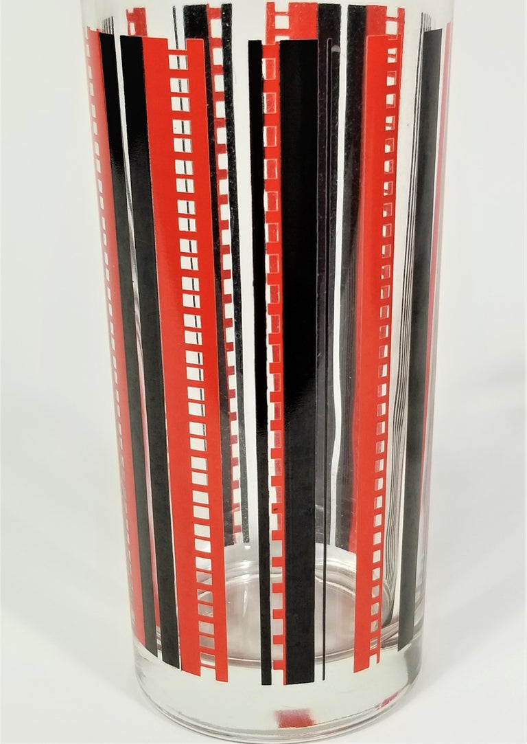 Italian Glassware Barware Black and Red Mid Century Made in Italy For ...