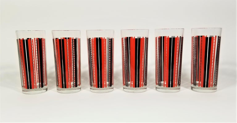 Italian Glassware Barware Black and Red Mid Century Made in Italy For ...