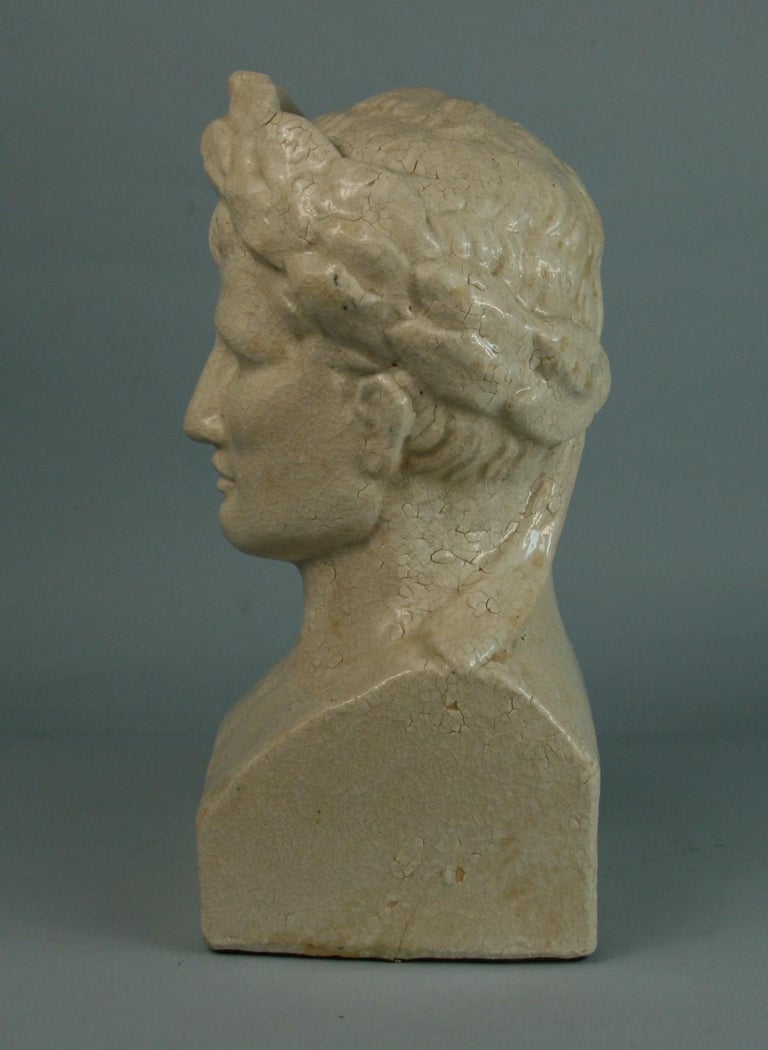 Italian Glazed Ceramic Roman Bust/Sculpture, 1940's For Sale at 1stDibs